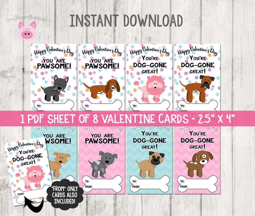 Puppy Valentines Cards, Dog Valentine Cards, School Valentine ...