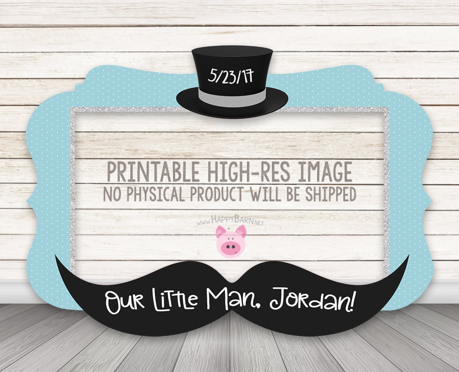 PRINTABLE Mustache Photo Booth Frame, Little Man Photobooth Prop, Boy ...