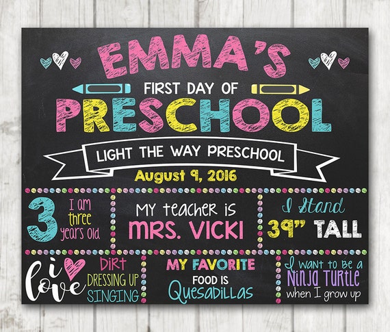 First Day Of Preschool Sign Ideas