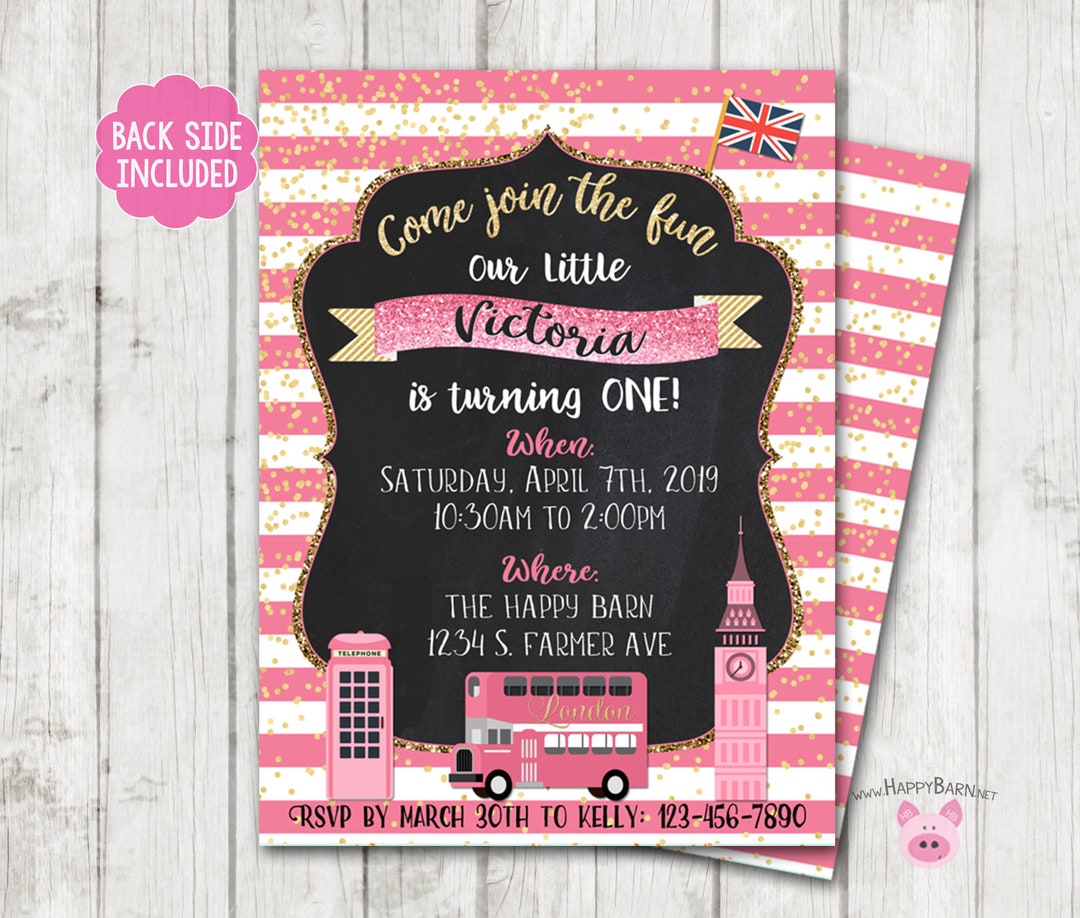 London Invitation, Printable British London Birthday Party Invitation ...