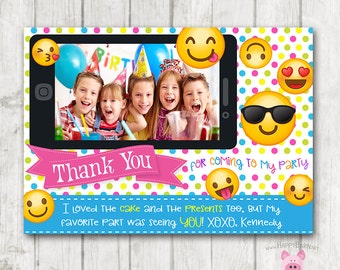 Emoji Thank You Card - Etsy