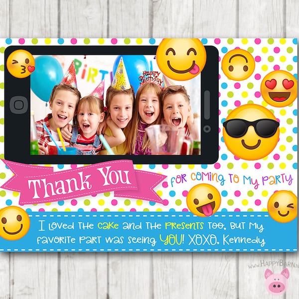 Emoji Thank You Card - Etsy