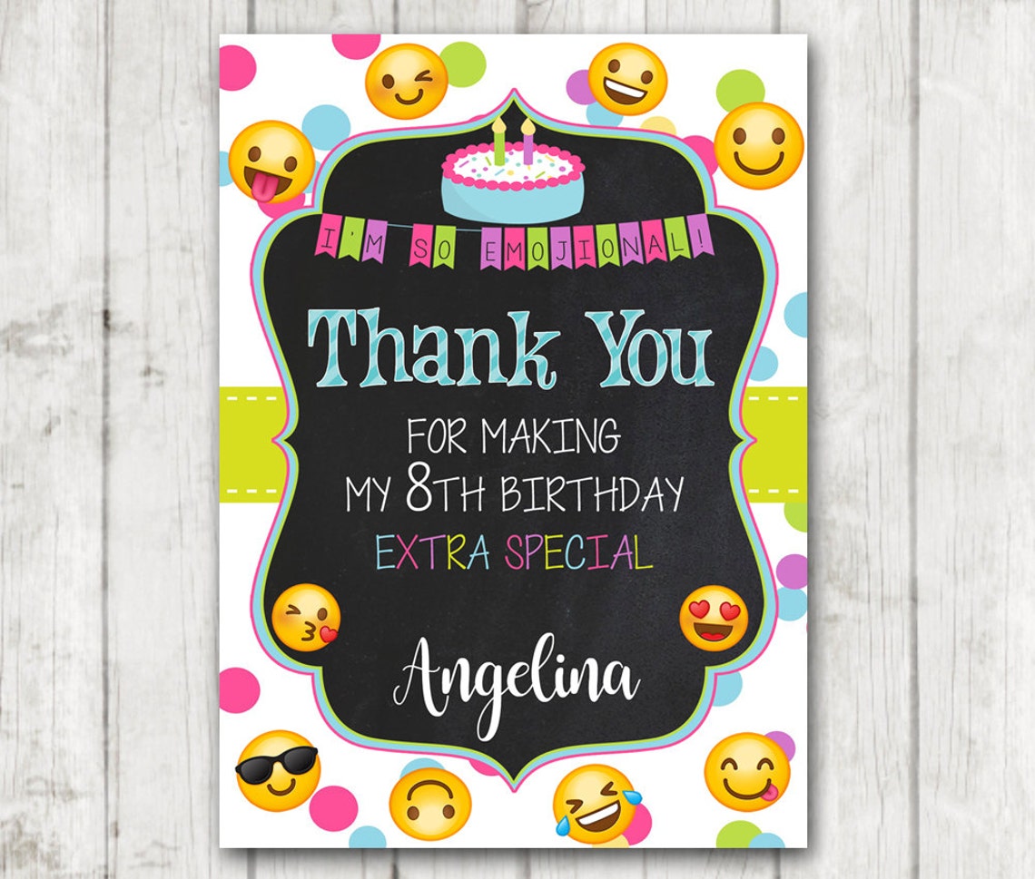 Printable Emoji Thank You Cards Emoji Chalkboard Thank You | Etsy