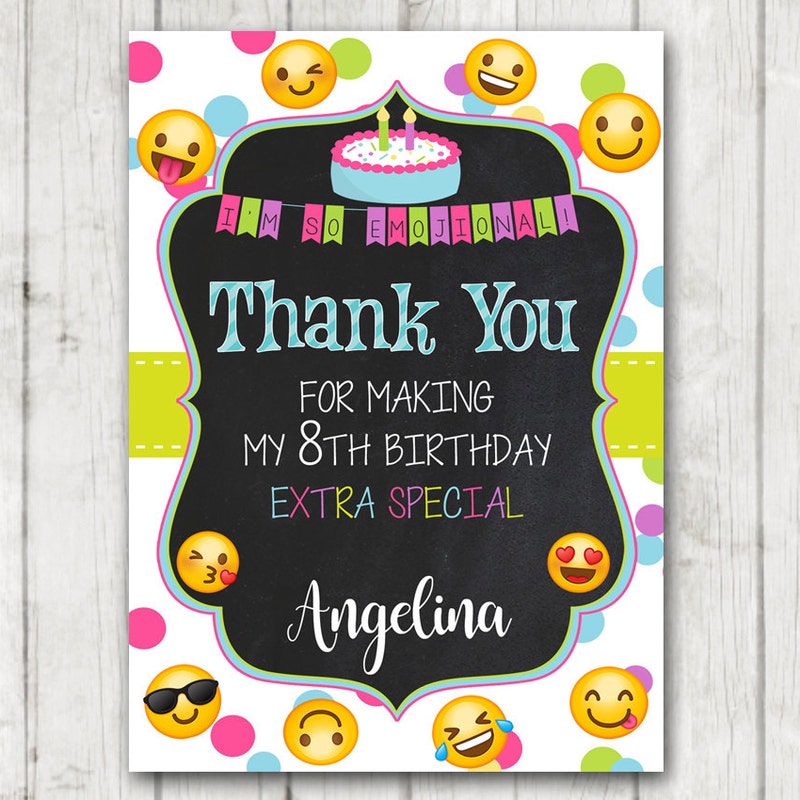 Emoji Thank You Card - Etsy