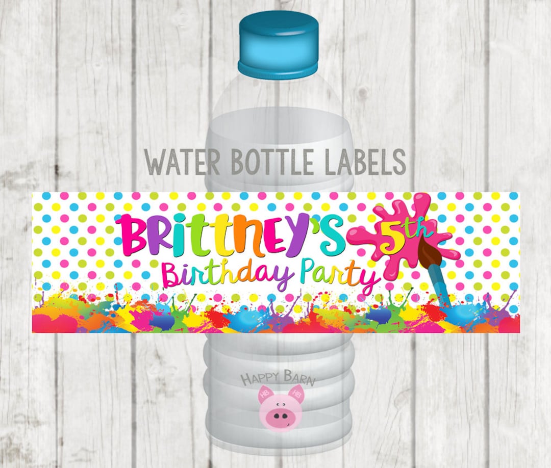 Printable Paint Party Water Bottle Labels, Waterbottle Labels, Paint ...