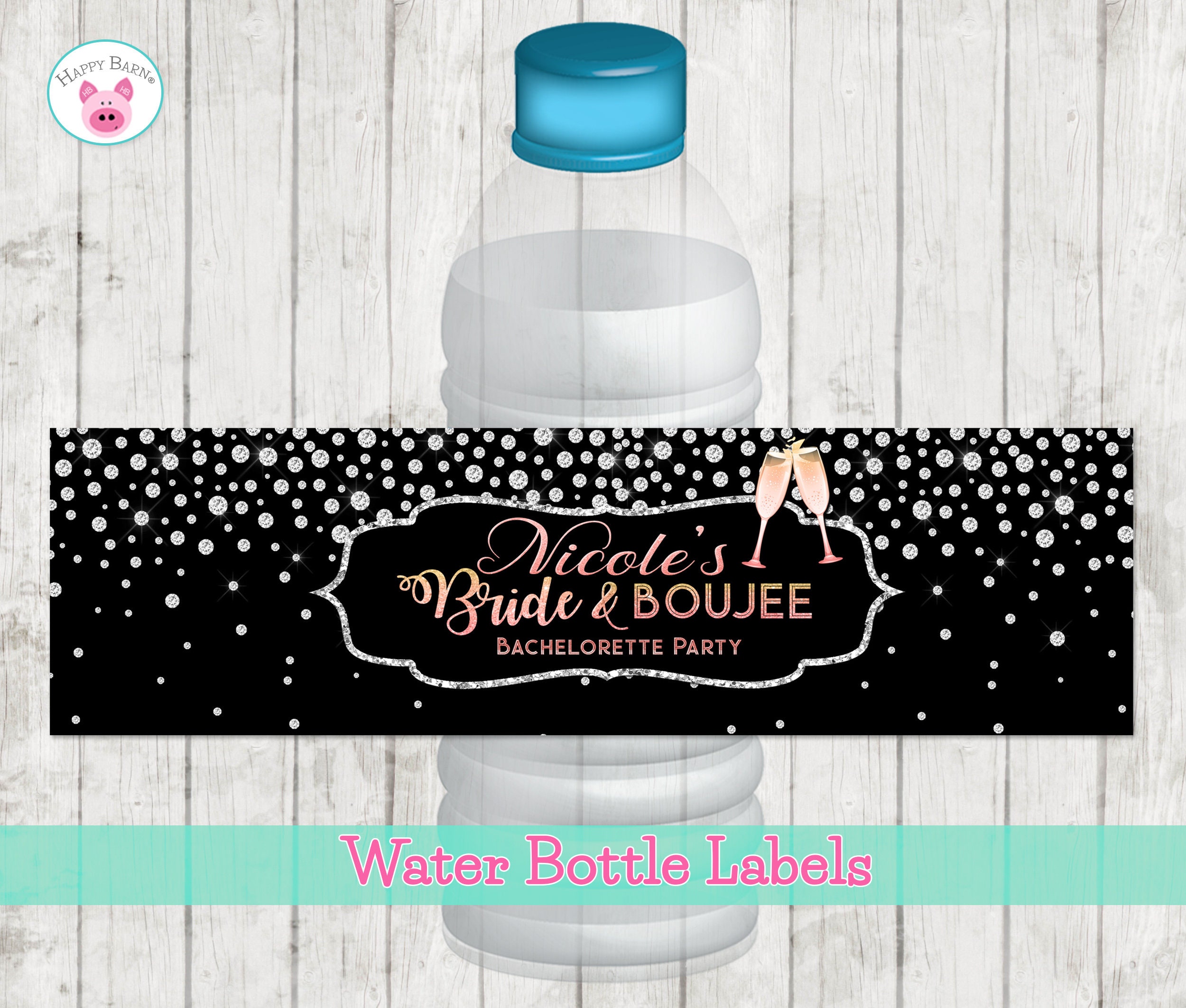 Printable Bridal Shower Water Bottle Labels Bride and Boujee | Etsy