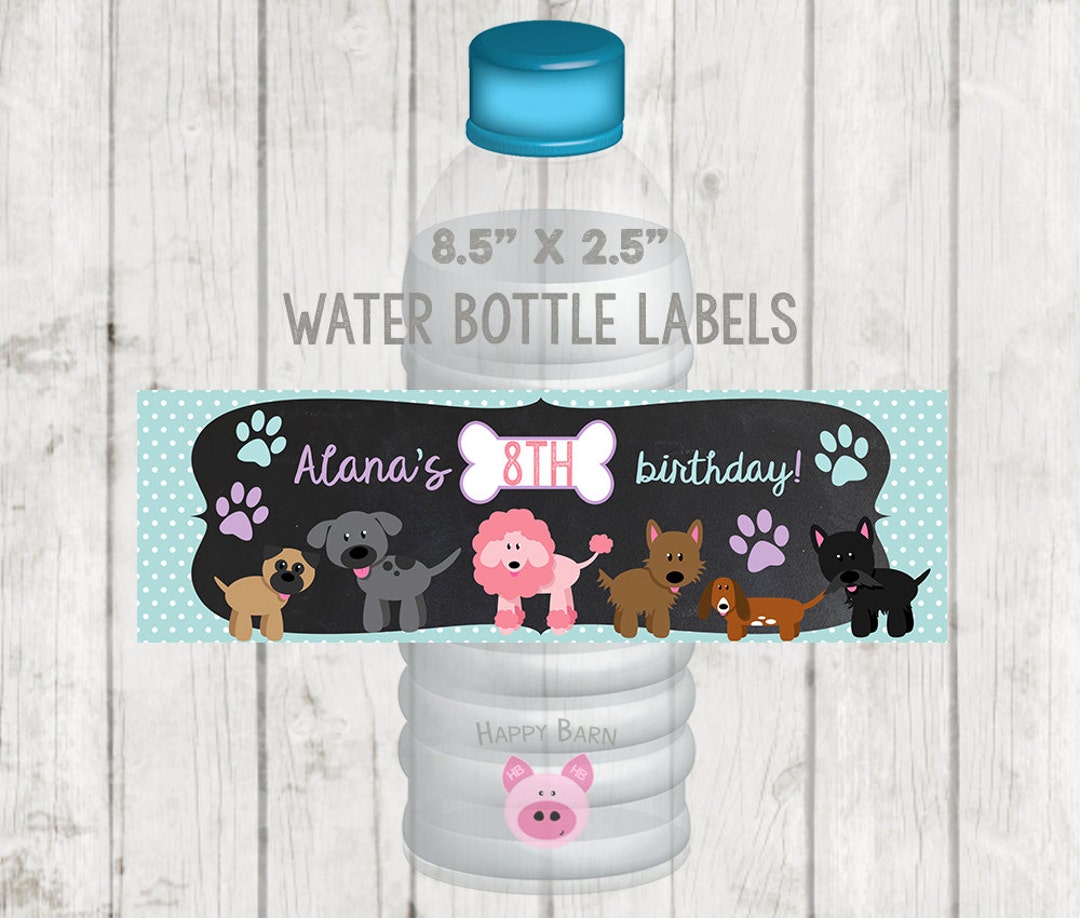 Printable Puppy Water Bottle Labels, Printable Pawty Labels, Puppy ...