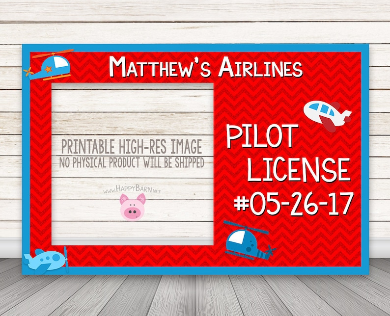 PRINTABLE Pilot License Photo Booth Frame Airline Photo Booth | Etsy