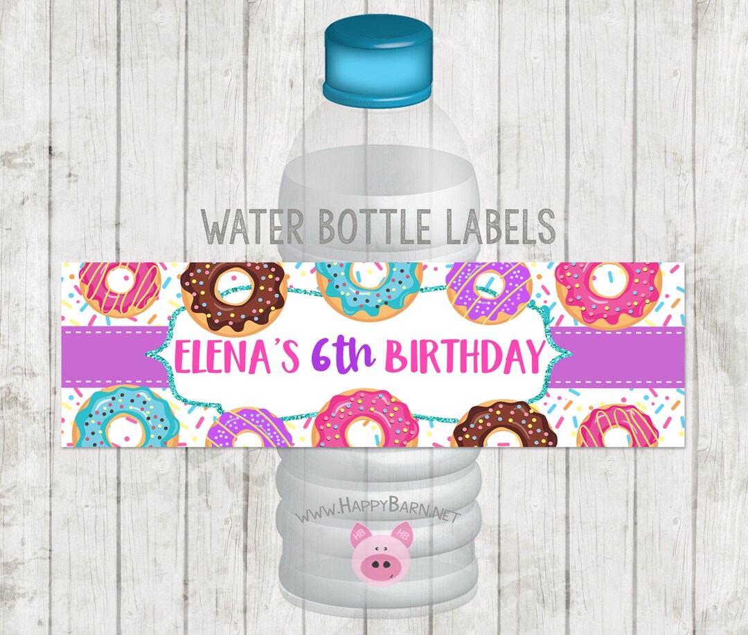 Printable Donut Water Bottle Labels, Donut Party Waterbottle Labels - Etsy