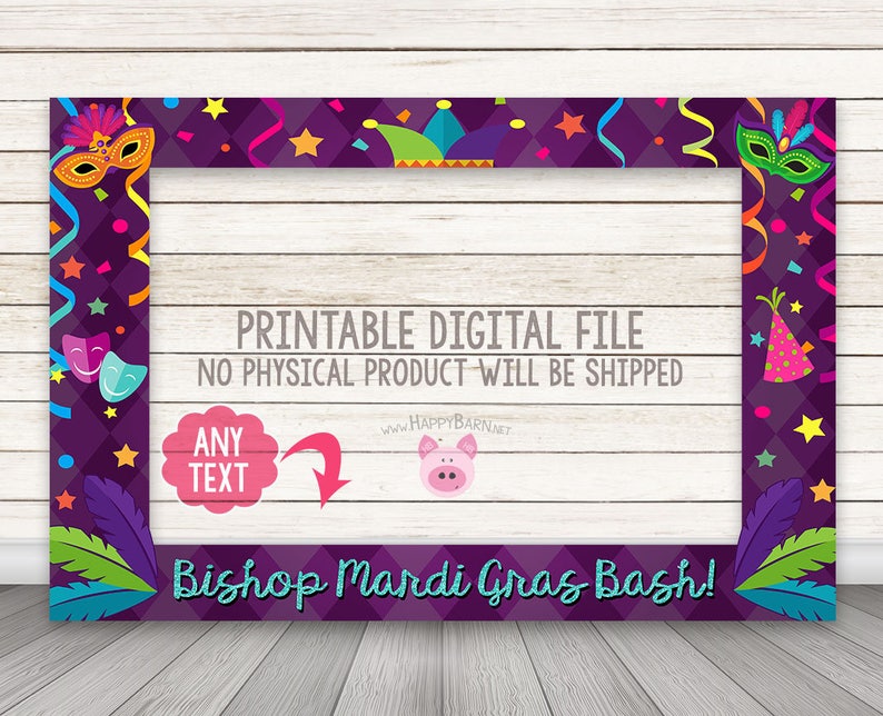 PRINTABLE Mardi Gras Photo Booth Frame, Mardi Gras Party, Mardigras ...