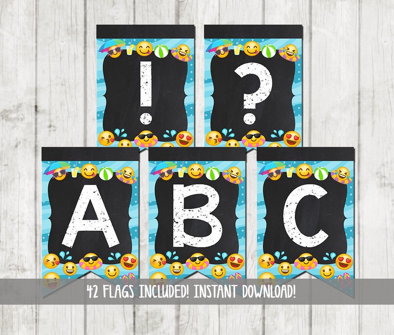 Printable Emoji Banner Chalkboard Bunting Emoji Printable | Etsy