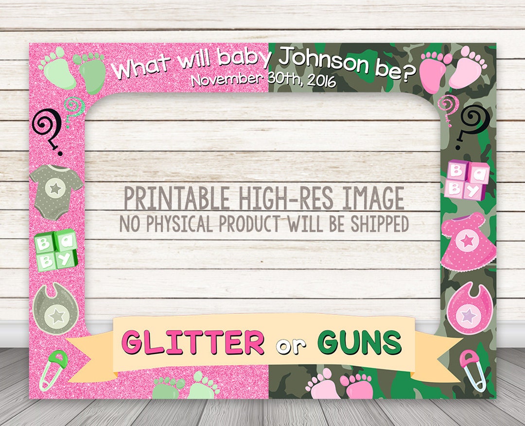 Printable Gender Reveal Photo Booth Frame, Baby Shower Photo Booth Prop ...