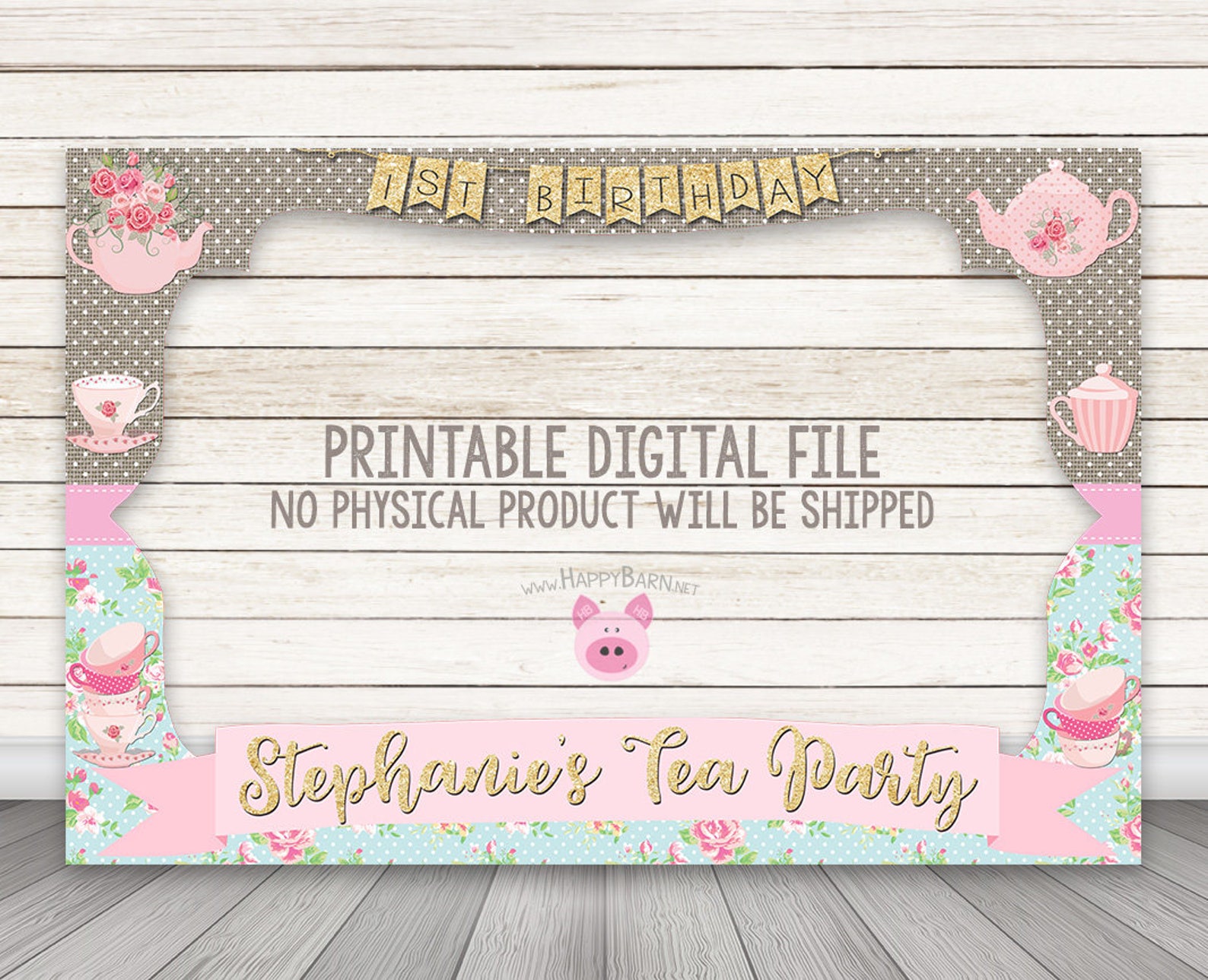 PRINTABLE Tea Party Photo Booth Frame Tea Party Birthday | Etsy