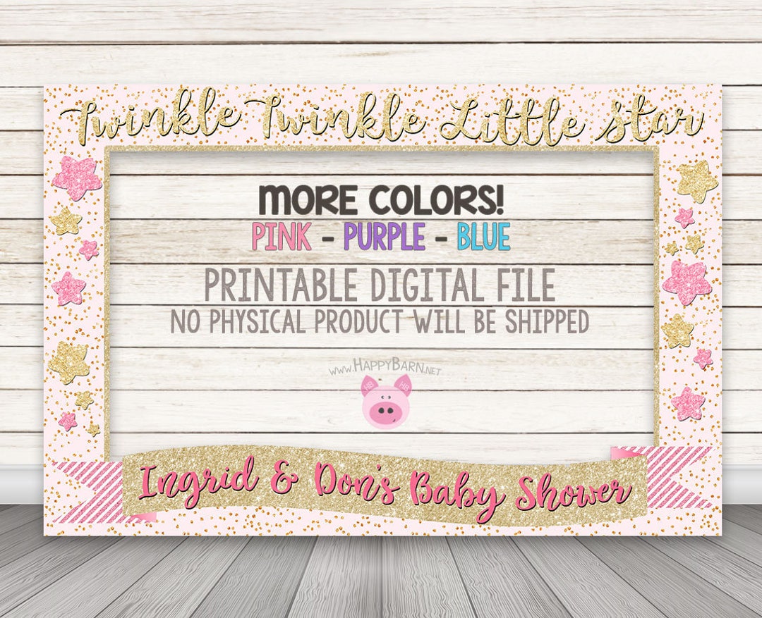 PRINTABLE Twinkle Twinkle Little Star Photo Booth Frame, Pink Gold ...