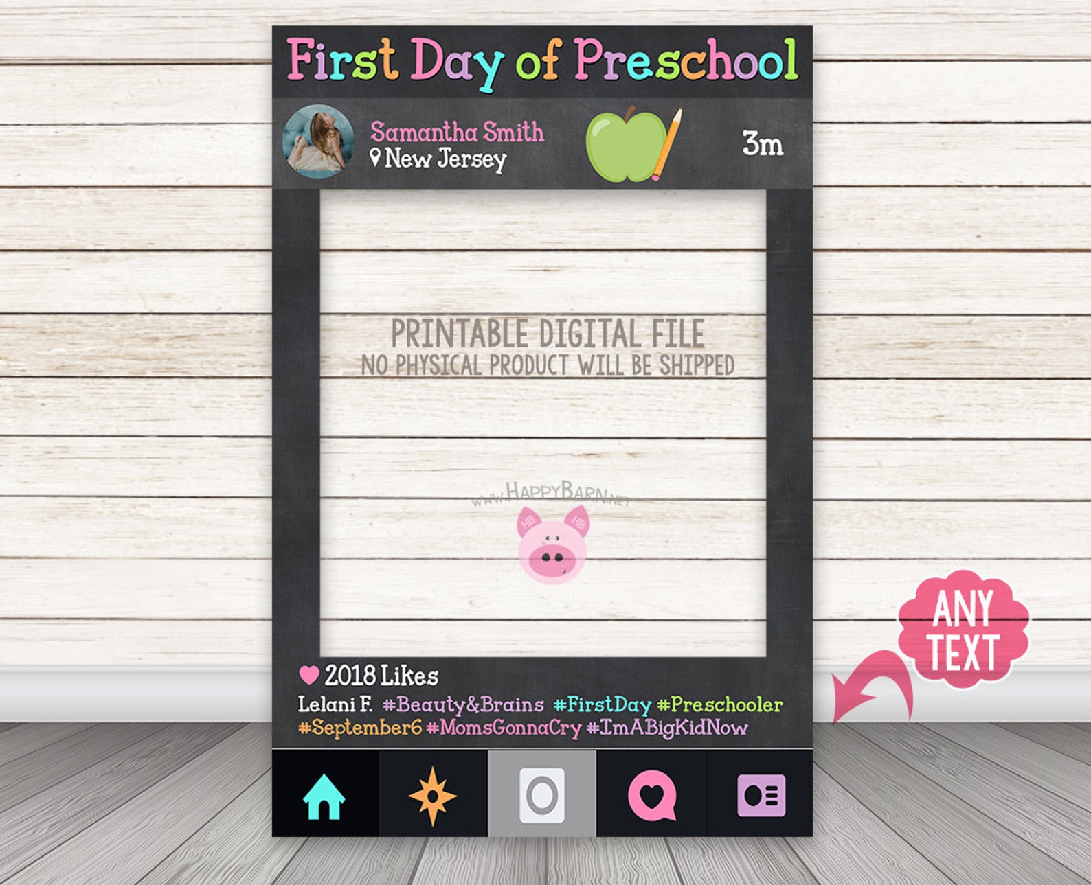 Printable First Day of School Frame First Day of Preschool | Etsy