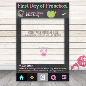 Printable First Day of School Frame, First Day of Preschool Social ...
