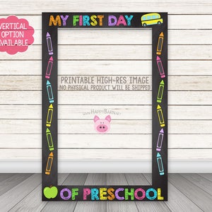 Printable First Day of School Sign, First Day of Preschool Chalkboard ...