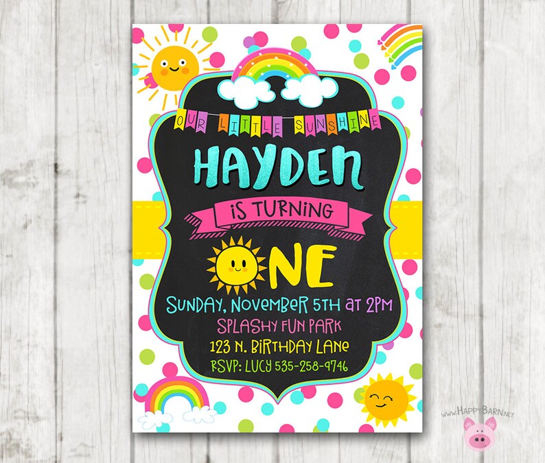 Printable Sunshine Invitations Rainbow Invitations. Sunshine - Etsy