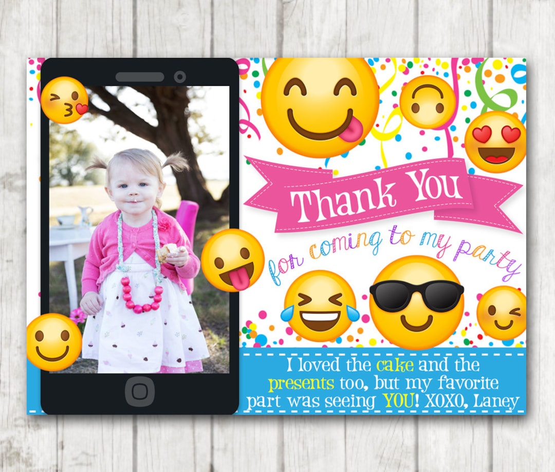 Printable Emoji Thank You Cards With Photo Emoji Thank You Card ...