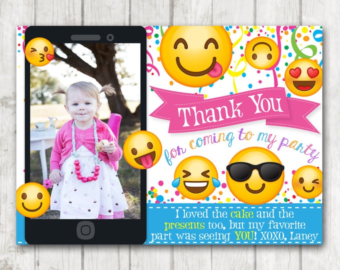 EMOJI Thank You Cards, Emoji Thank You Note, Emoji Birthday, Emoji ...