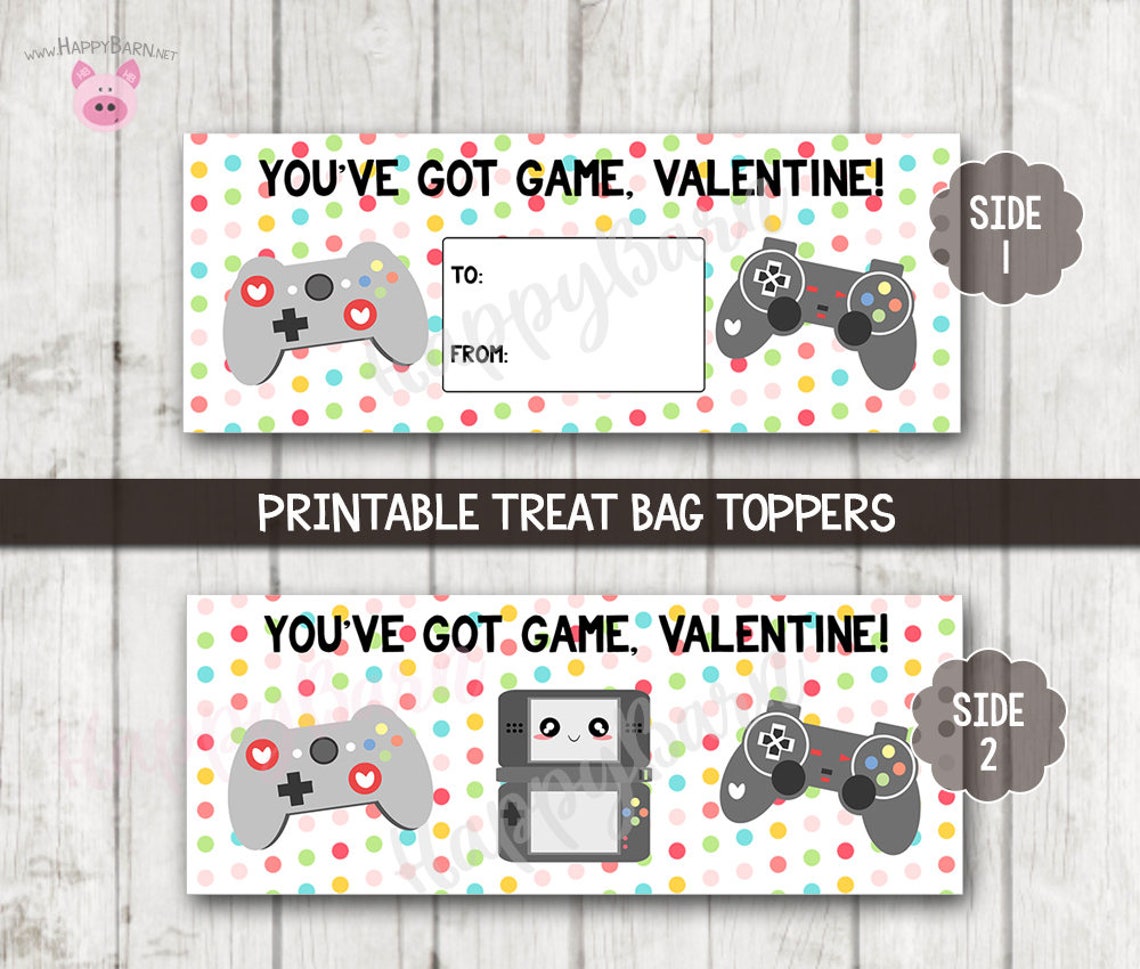 Printable Video Game Treat Bag Toppers Gamer Valentine Bag | Etsy