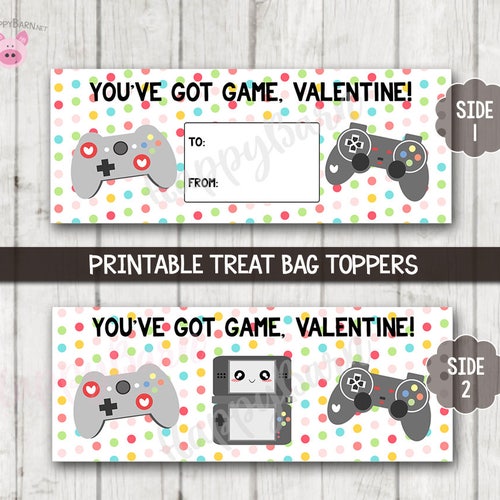 Printable Video Game Treat Bag Toppers Gamer Valentine Bag - Etsy