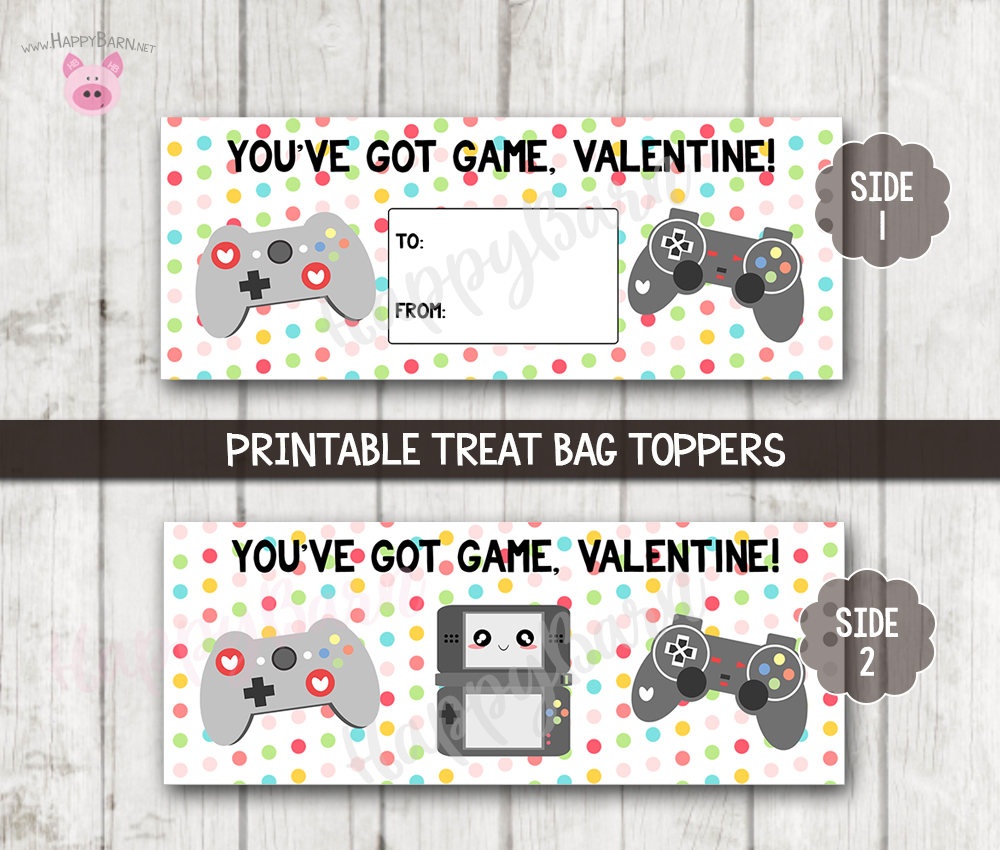 Printable Video Game Treat Bag Toppers, Gamer Valentine Bag Toppers ...