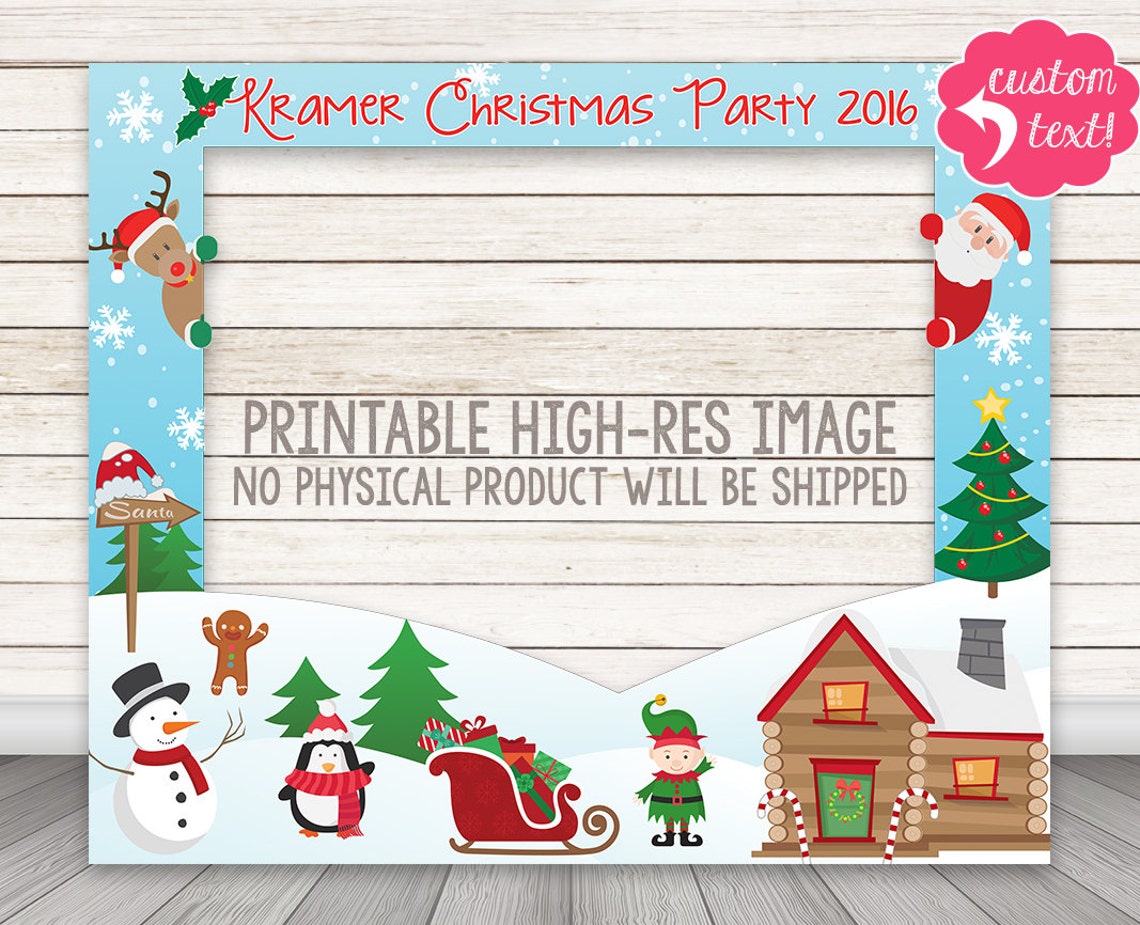PRINTABLE Christmas Photo Booth Frame, Holiday Party Photo Booth Frame ...