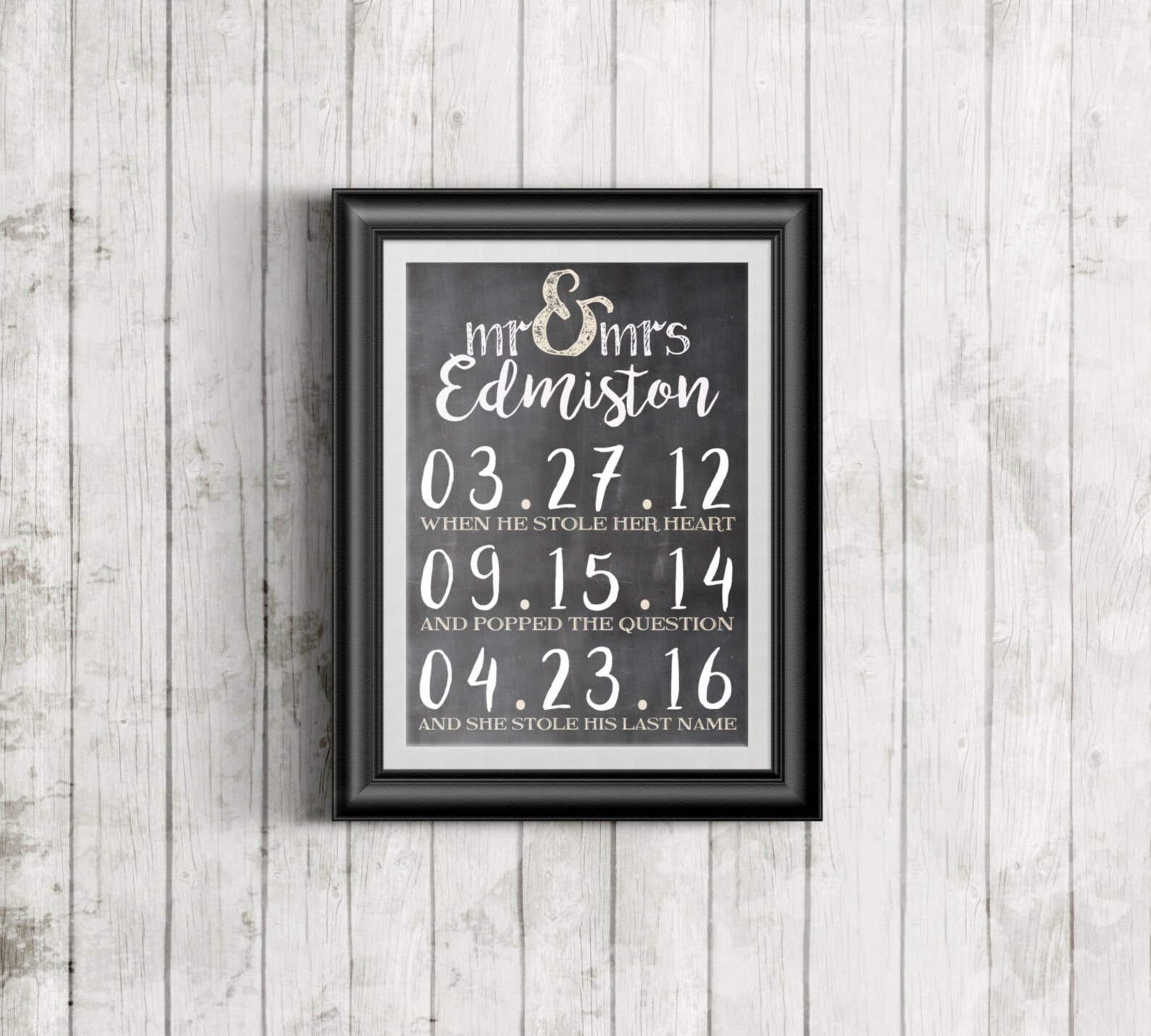 16x20 Printable Chalkboard Sign Personalized Wedding Sign Engagement ...