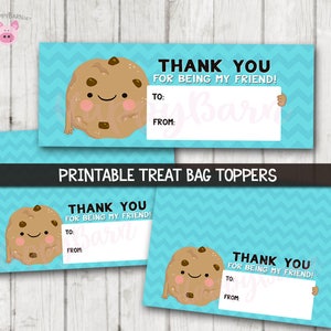 Printable Cookie Bag Toppers, Valentines Day Treat Bag Toppers, School ...