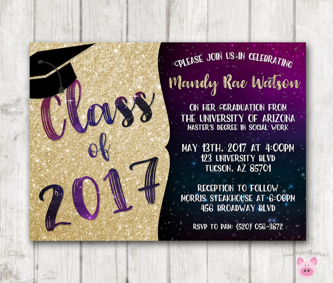 Printable Graduation Invitations, Galaxy Graduation Invites, College ...