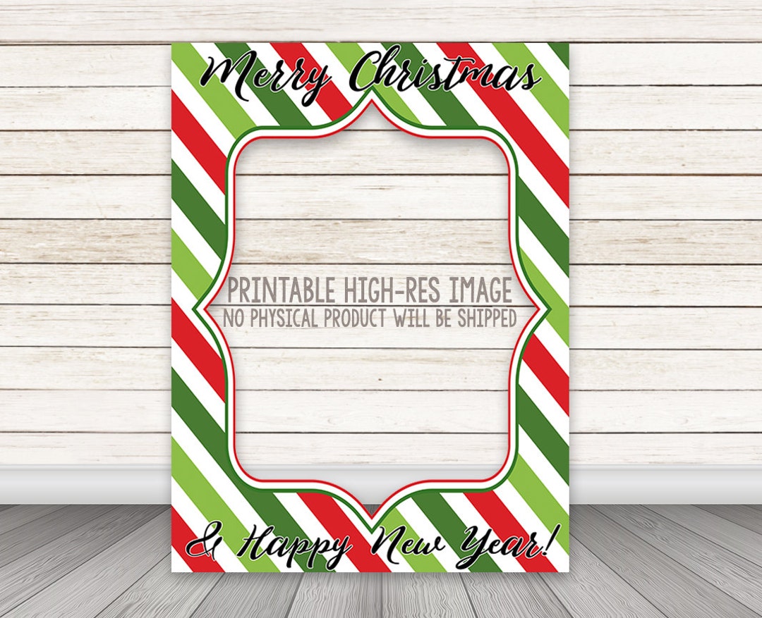 PRINTABLE Christmas Photo Booth Frame, Holiday Party Photo Booth Frame ...