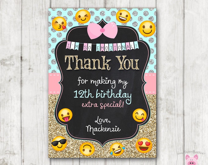 EMOJI Thank You Cards, Emoji Thank You Note, Emoji Birthday, Emoji ...