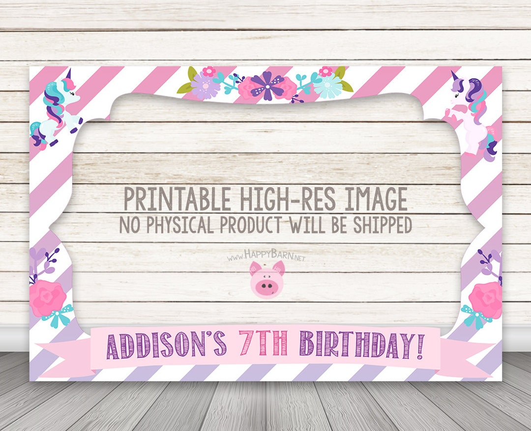 PRINTABLE Unicorn Photo Booth Frame, Pony Photo Booth Frame, Striped ...