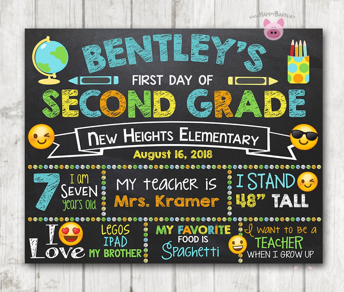 Printable Boy Emoji First Day of School Sign First Day of | Etsy