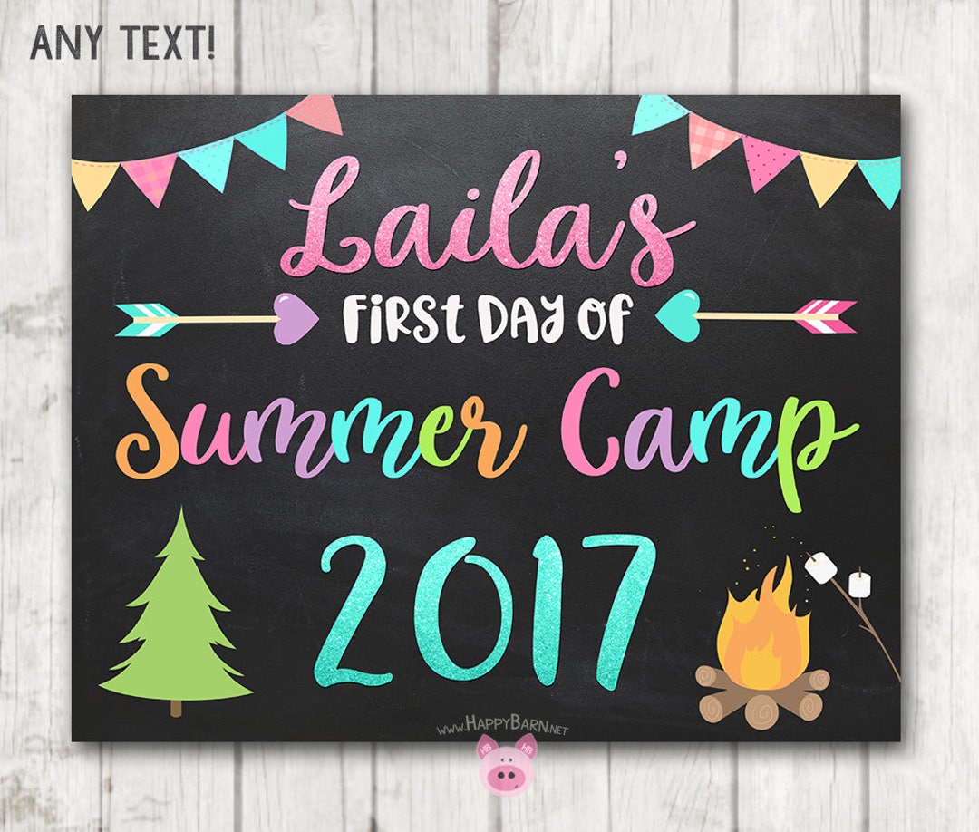 Printable First Day of Summer Camp Chalkboard Sign, Printable Summer ...