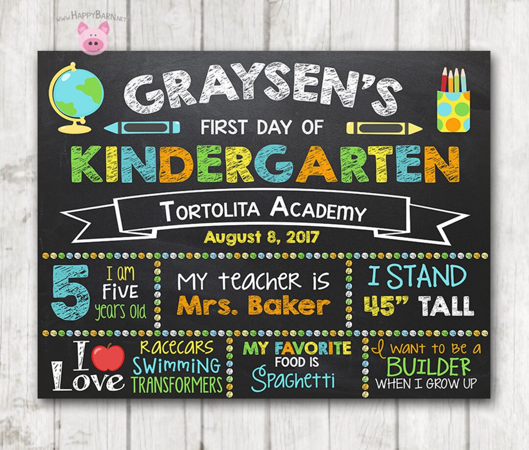 Printable First Day of School Sign, First Day of Preschool Chalkboard ...