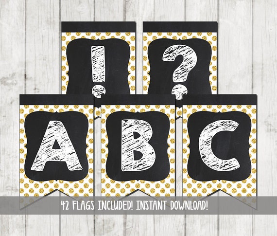Printable Glitter Banner Chalkboard Bunting Glitter Printable - Etsy