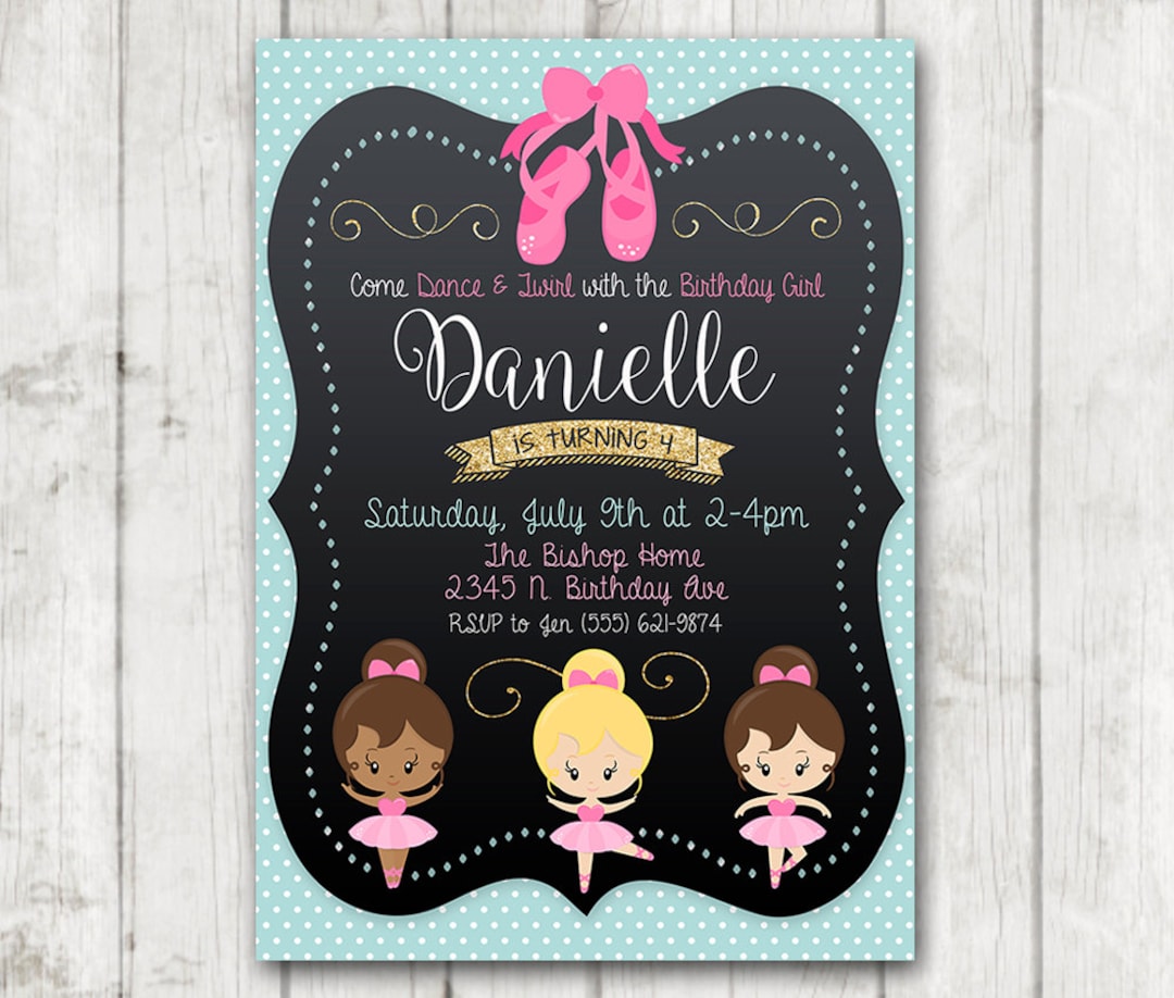Ballerina Invitation, Ballet Printable Invitation, Dance & Twirl With ...