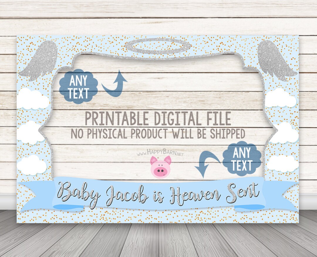 PRINTABLE Angel Photo Booth Frame, Heaven Sent Photobooth Frame, Angel ...