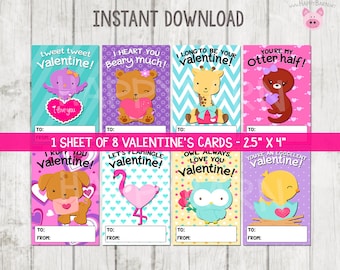 Otter Valentines Day Printable Cards for Kids Printable - Etsy