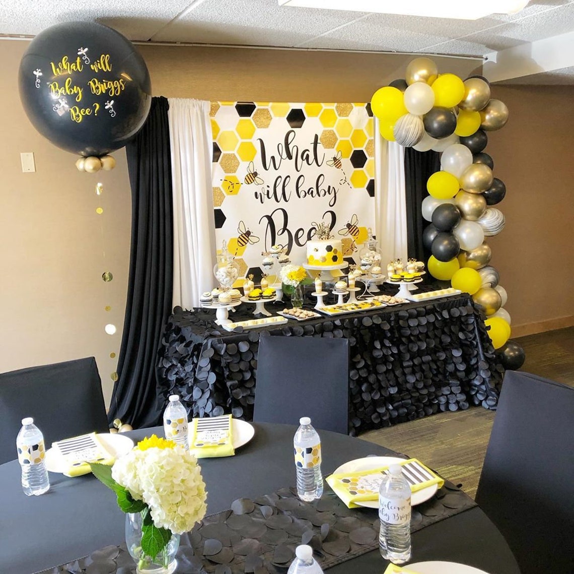 Bee Photo Backdrop, Bee Backdrop, Bee Party, Bee Baby Shower, Honeycomb ...