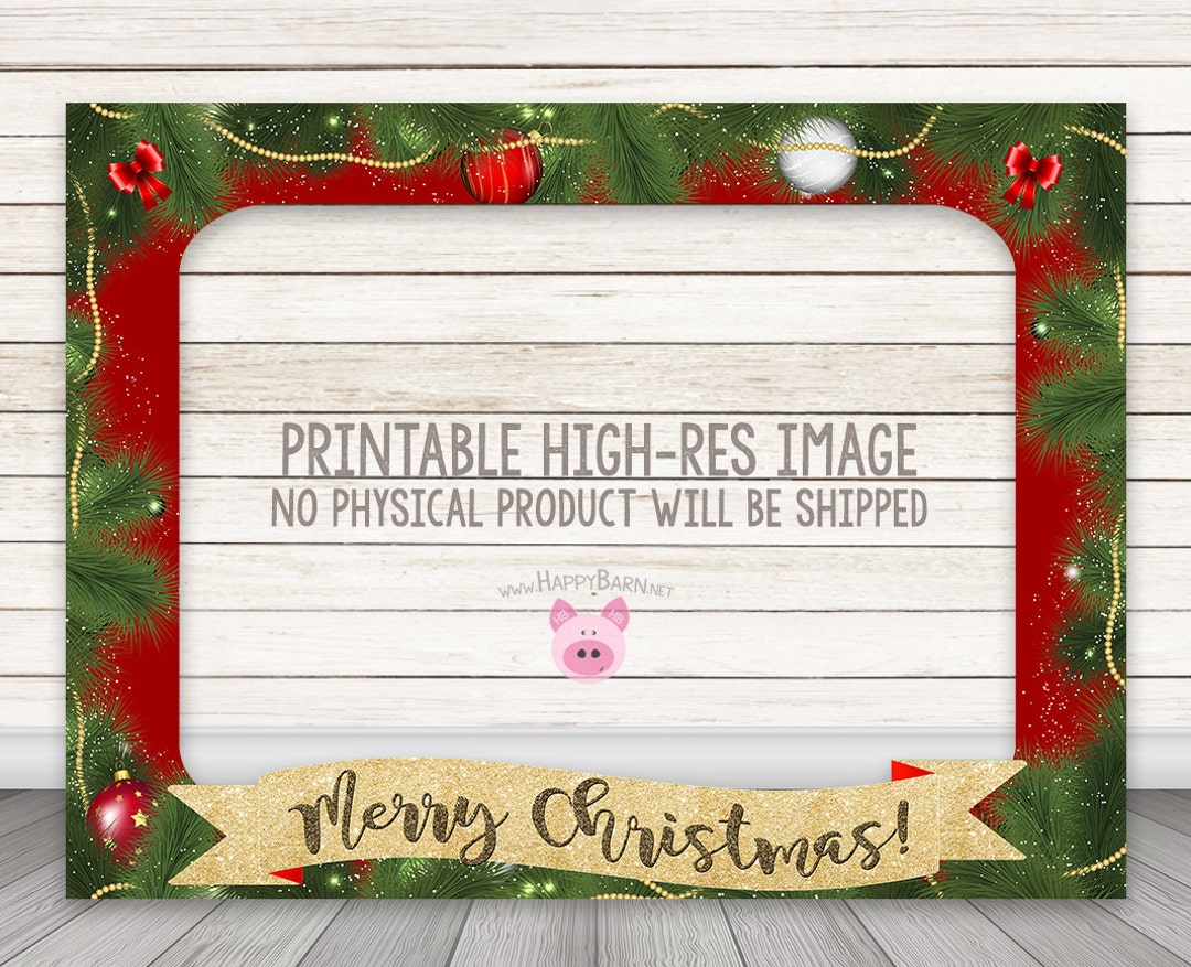 Christmas Photo Booth Frame, Garland Holiday Party Photo Prop, Merry ...