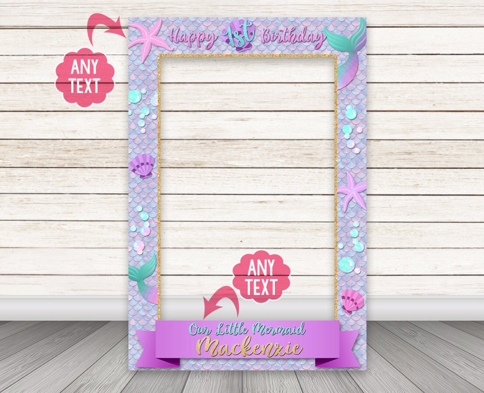 Mermaid Photo Booth Frame, Mermaid Photo Prop Frame, Mermaid Photo ...