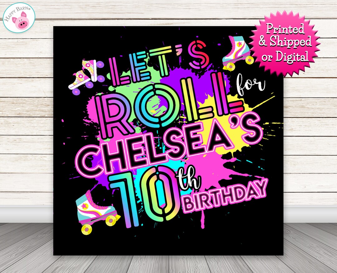 Rollerskate Backdrop, Roller Skate Photo Backdrop, Neon Glow Backdrop ...