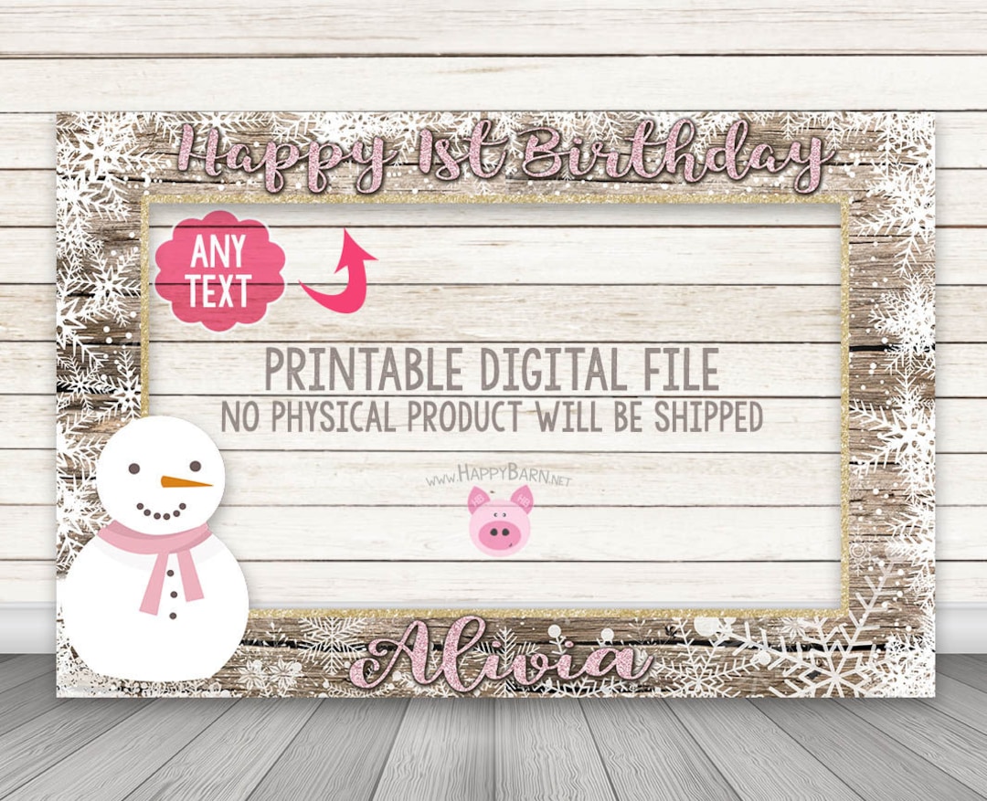PRINTABLE Snowman Christmas Photo Booth Frame, Holiday Photo Booth ...