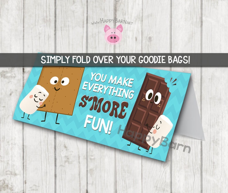 Printable S'mores Treat Bag Toppers Smores Valentine Bag - Etsy
