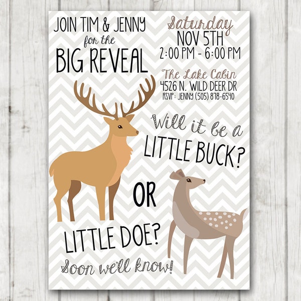Buck or Doe Gender Reveal Invitations - Etsy