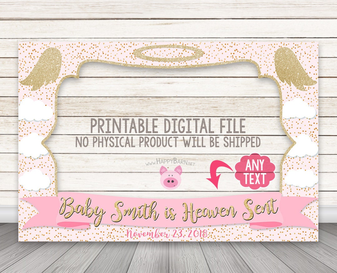 PRINTABLE Angel Photo Booth Frame, Heaven Sent Photobooth Frame, Angel ...