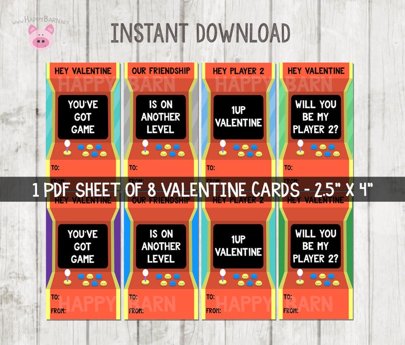 Arcade Valentines Cards, Video Game Valentine Cards, School Valentines ...